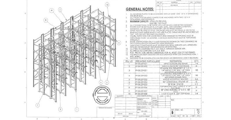 Stamped Engineered Drawings for Pallet Racks